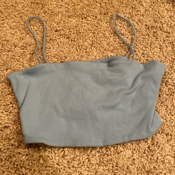 Tops | Blue Cropped Tank Top | Poshmark